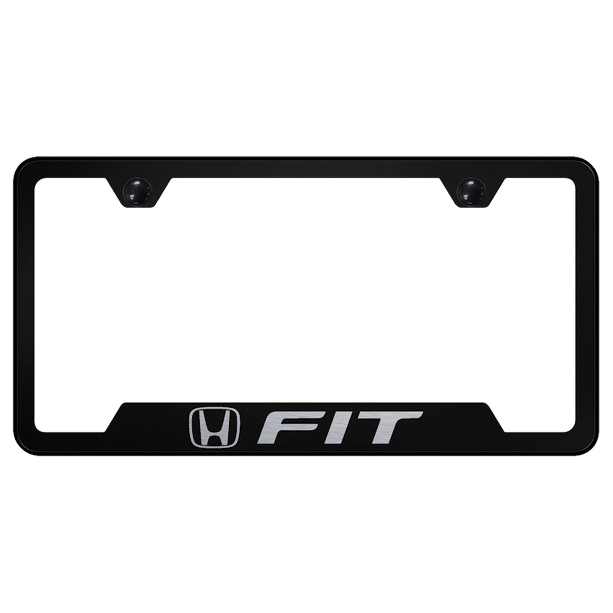 Honda Fit Laser Etched Logo Cut-Out License Plate Frame (Black ...