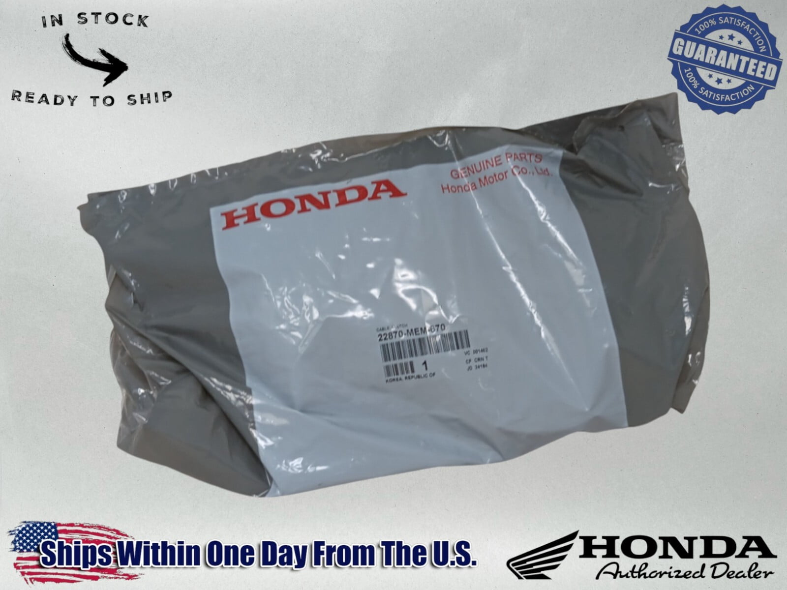 Honda Genuine OEM Authentic Clutch Control Cable 22870-MEM-670 ...