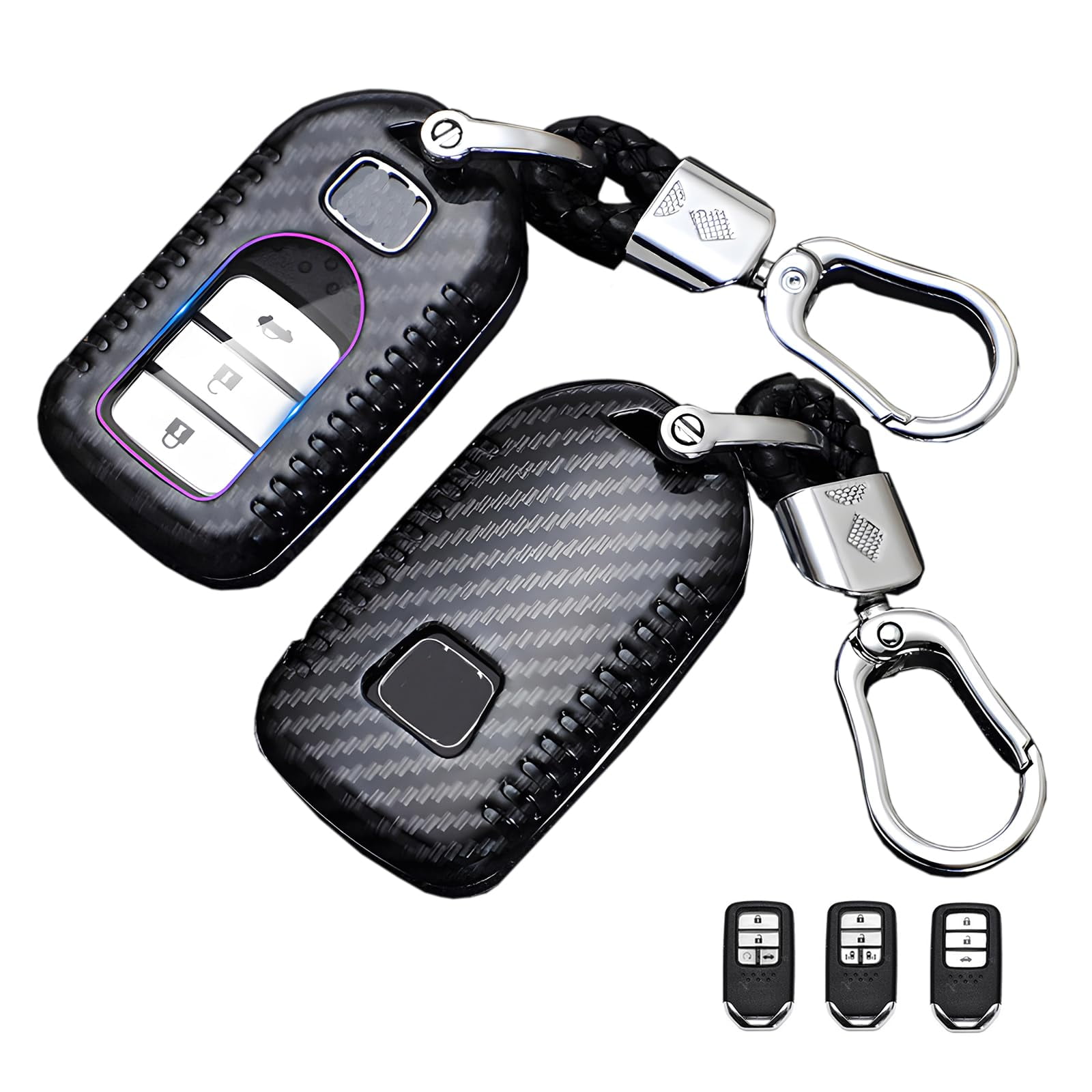 for Honda Key Fob Cover, Premium Hard ABS Carbon Fiber Pattern Car Key ...