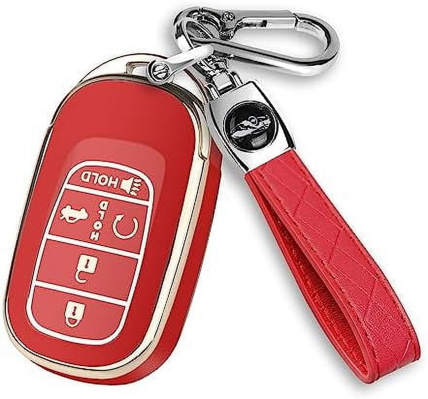 for Honda Key fob Cover, Soft TPU Car Key Case Protector with Leather ...