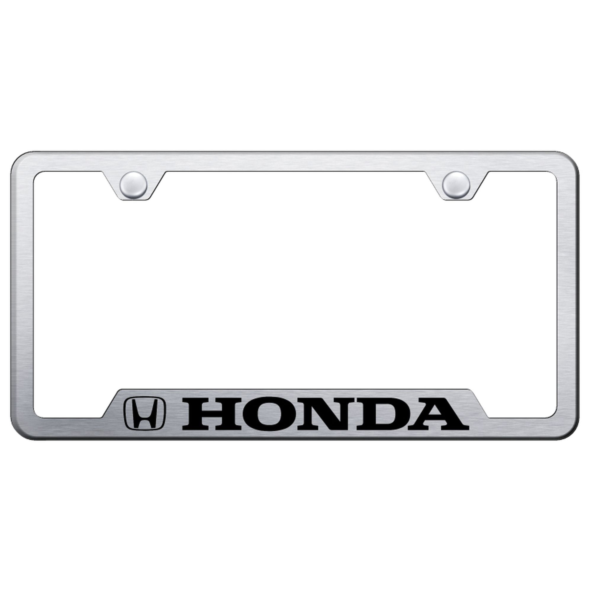 Honda Laser Etched Logo Cut-Out License Plate Frame (Brushed Chrome ...