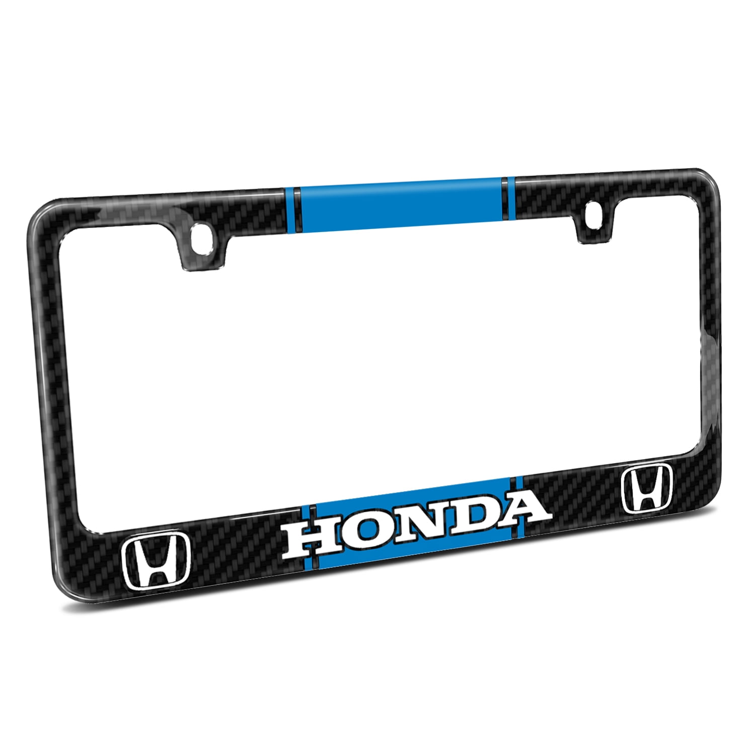 Honda Logo Blue Racing Stripe Black Real Carbon Fiber License Plate ...