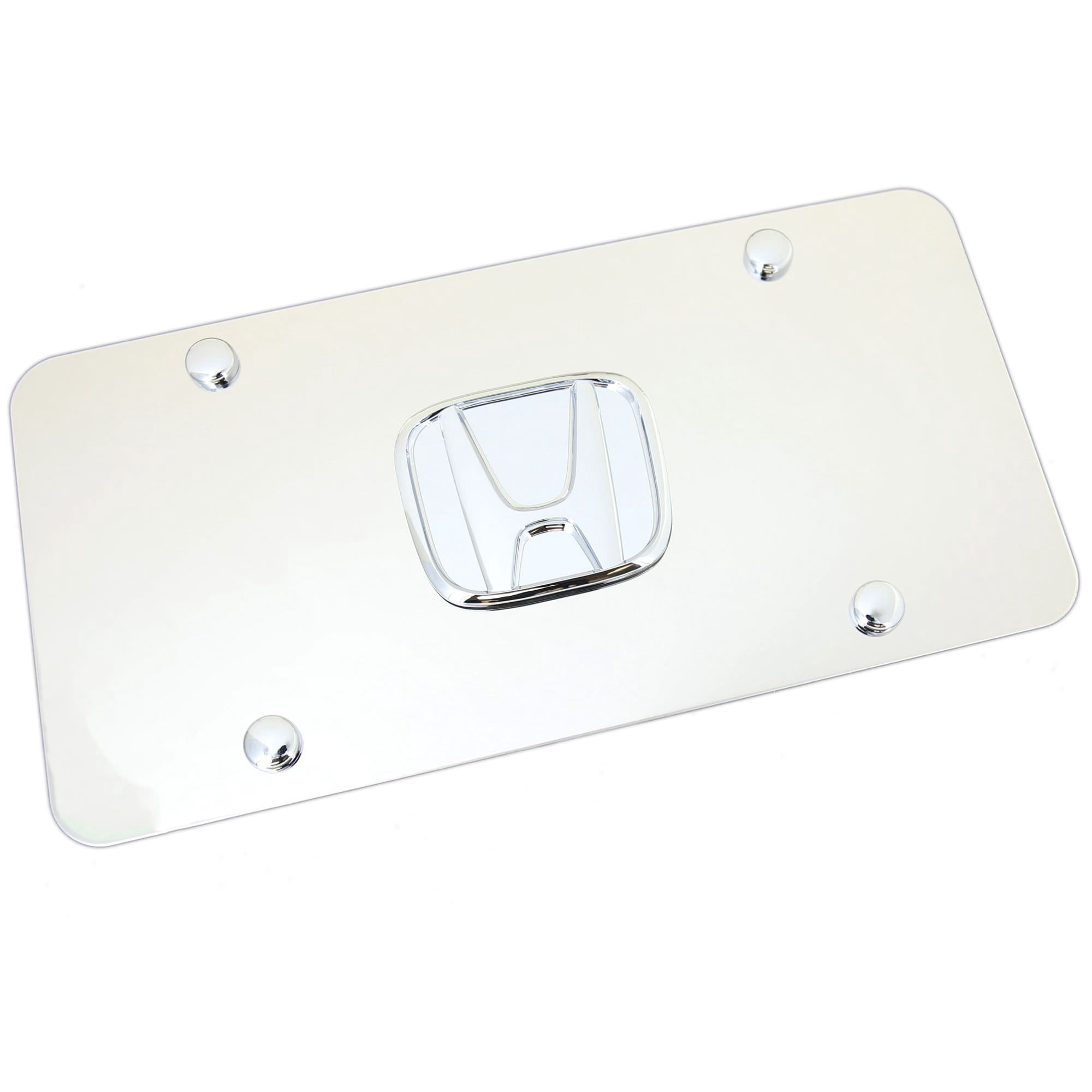 Honda 3D Logo Chrome License Plate with Theft Deterrent Caps, Made in ...