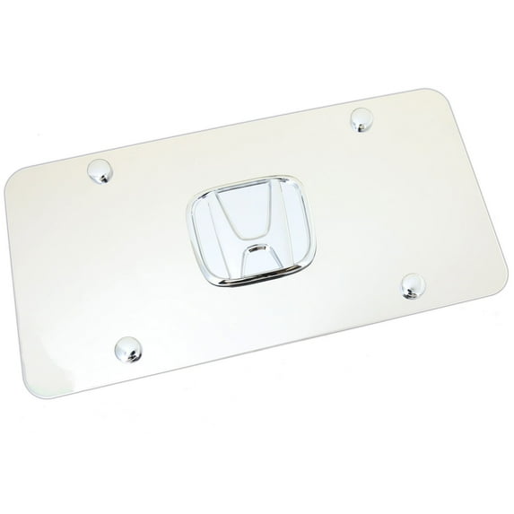 Honda 3D Logo Chrome License Plate with Theft Deterrent Caps, Made in ...