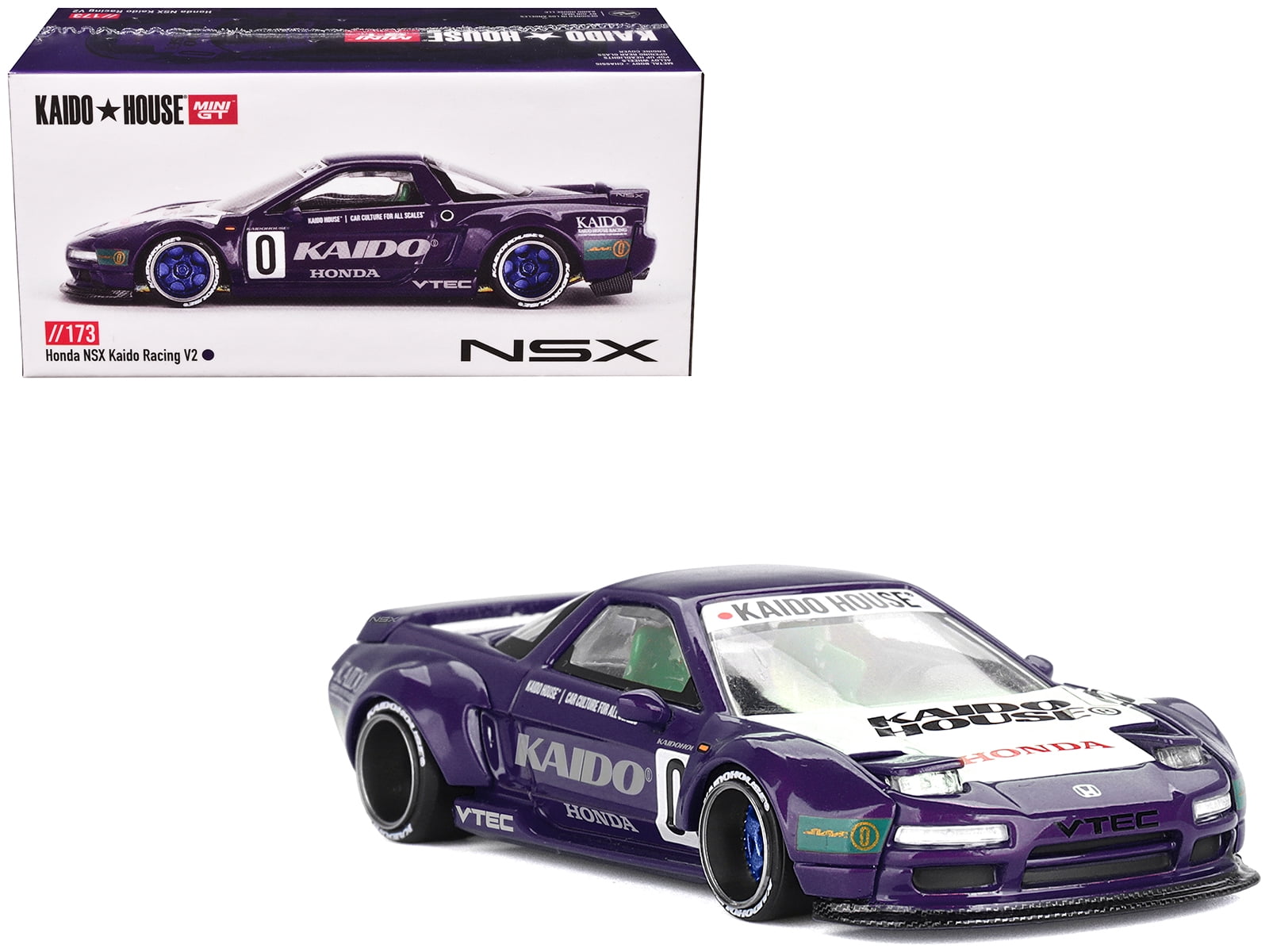 Mini GT KHMG173 Honda NSX Kaido Racing V2 No.0 Purple with White Hood ...
