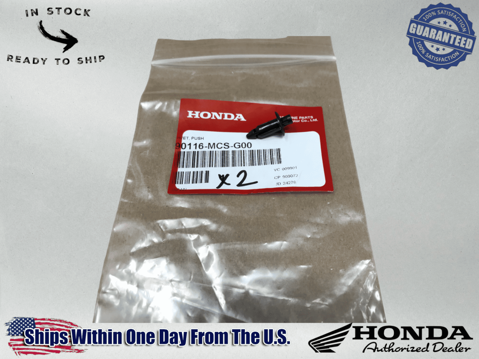 Honda OEM 2 Pack RIVET PUSH 90116-MCS-G00 - Walmart.com