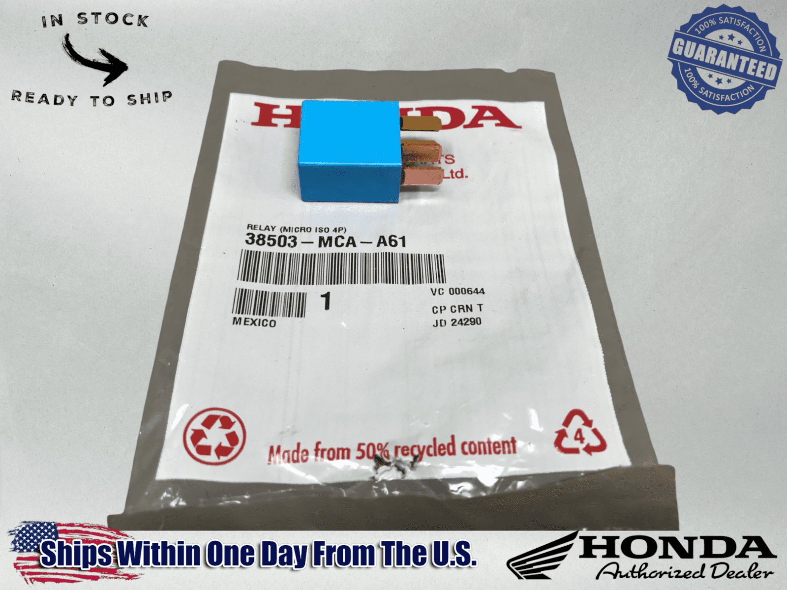 Honda OEM Relay Micro ISO 4p GL1800 TRX420 TALON TRX520 PIONEER 38503 ...