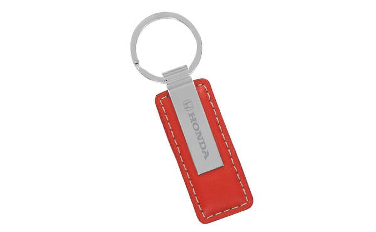 Honda Red Leather Key Chain With Satin Metal & Attached Keychain Ring ...