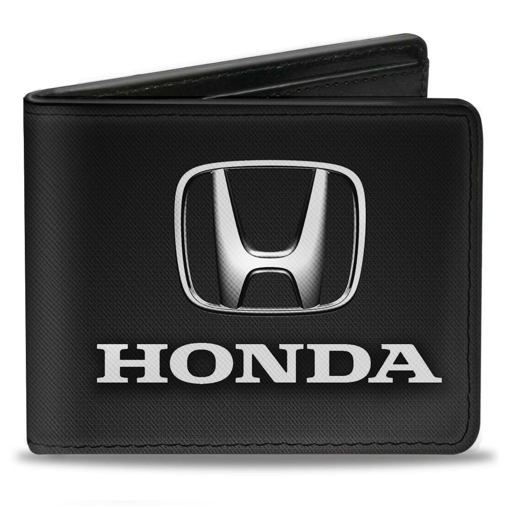 Honda Wallet, Bifold, Honda 3D Logo Black Silver White, Vegan Leather ...