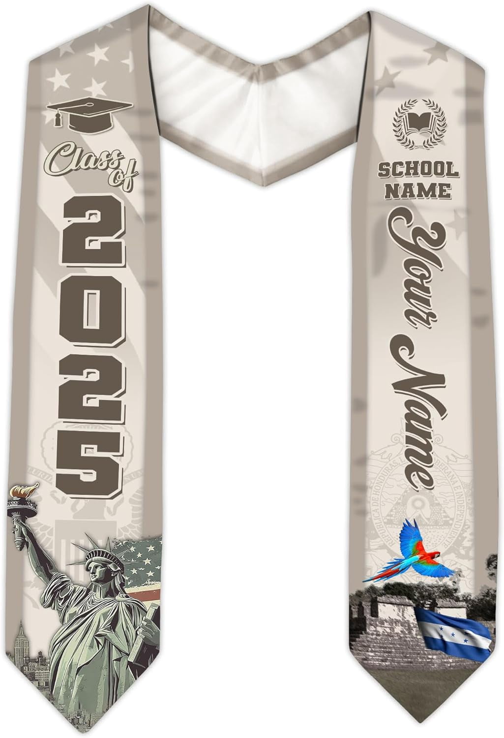 Honduran Graduation Sash, Custom Honduran American Flag Graduation Sash ...