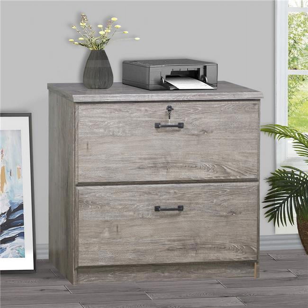 Honduras 2 Drawer Lateral Filing Cabinet in Gray Oak - Walmart.com