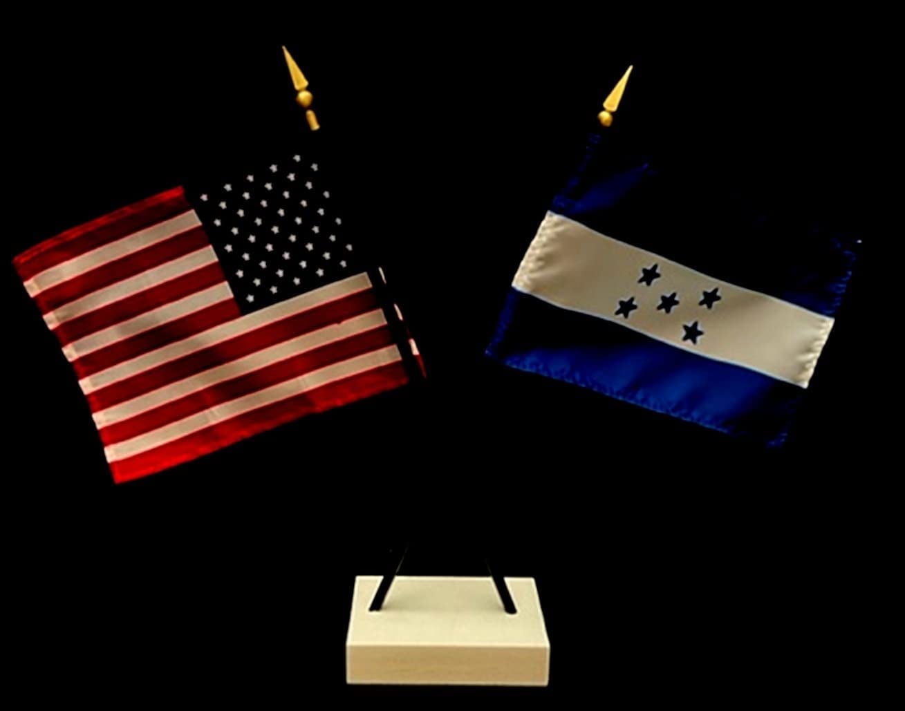 Honduras Desk Flag Set; Contains One USA and One Country Flag with a ...