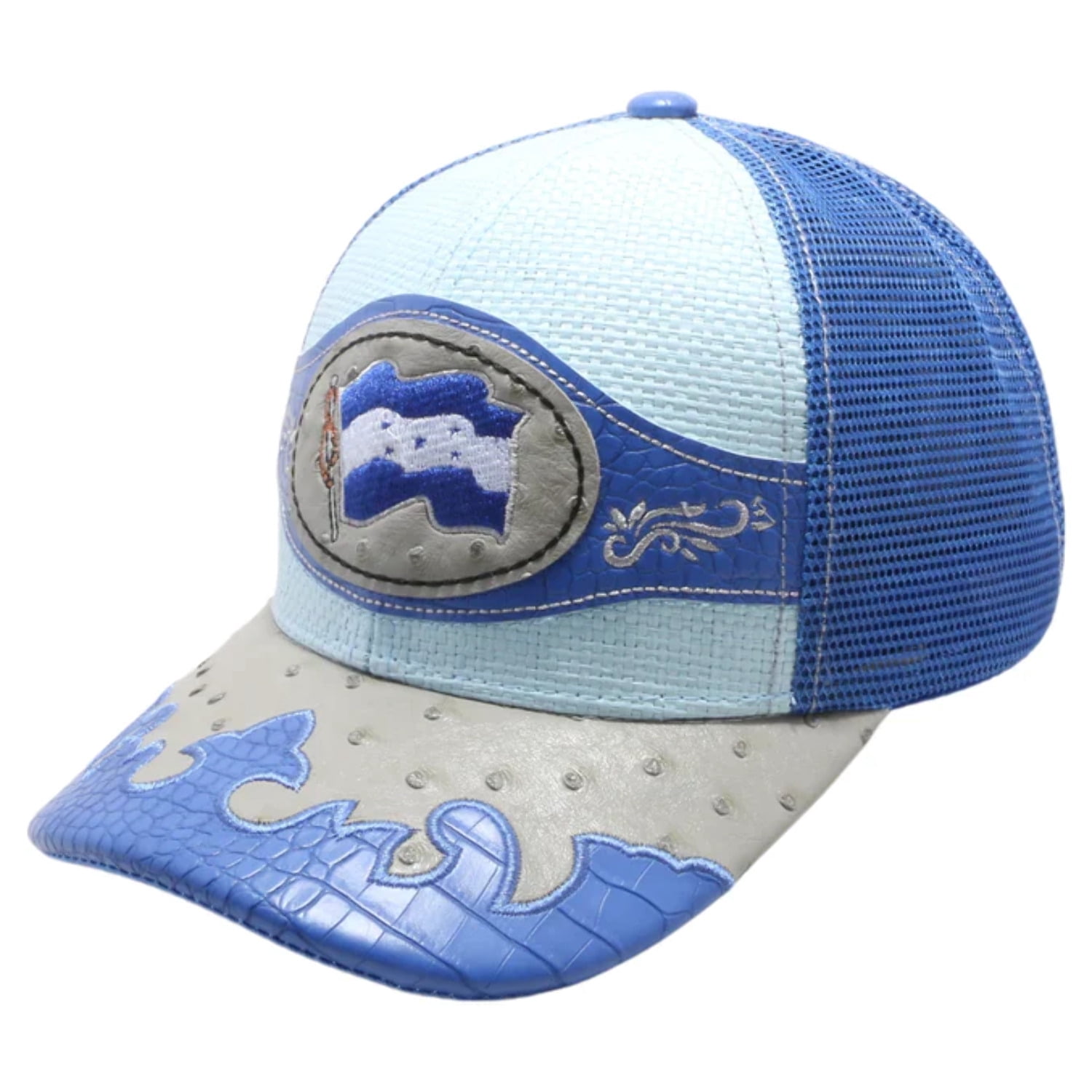 Honduras Flag Straw Fablic Trucker Royal Blue Cap Hat - Walmart.com