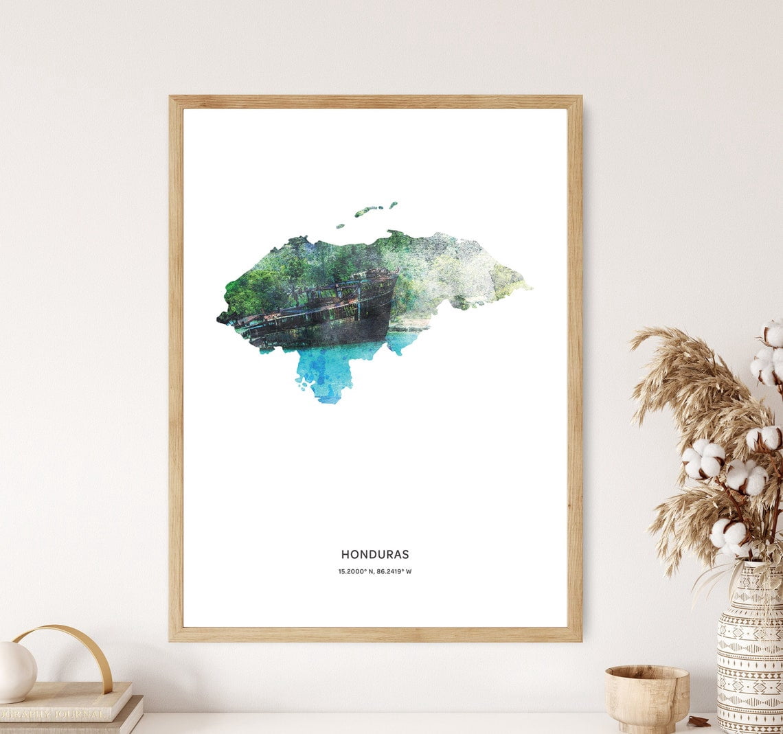 Honduras Print, Honduras Poster, Honduras Map Art, Map Of Honduras ...