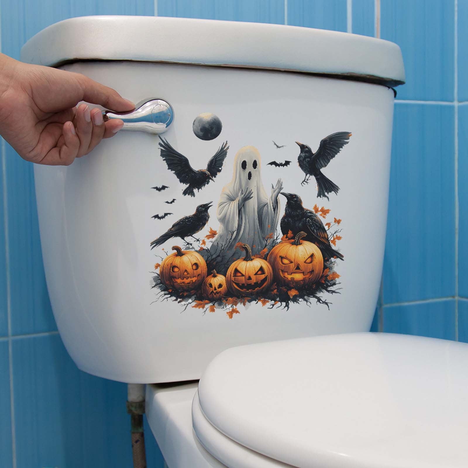 Honeeladyy 1 Sheet Halloween Toilet Lid Sticker, Halloween Toilet Lid ...