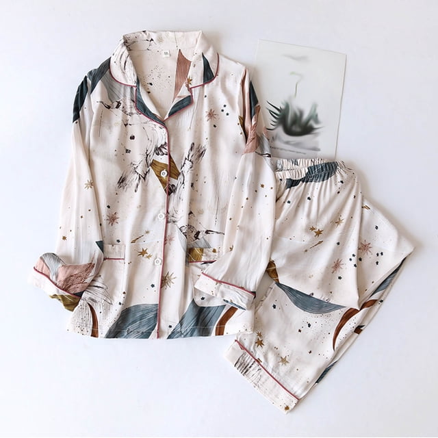 Honeeladyy Women's 2 Pieces Cotton Pajamas Sets, Spring Summer ...