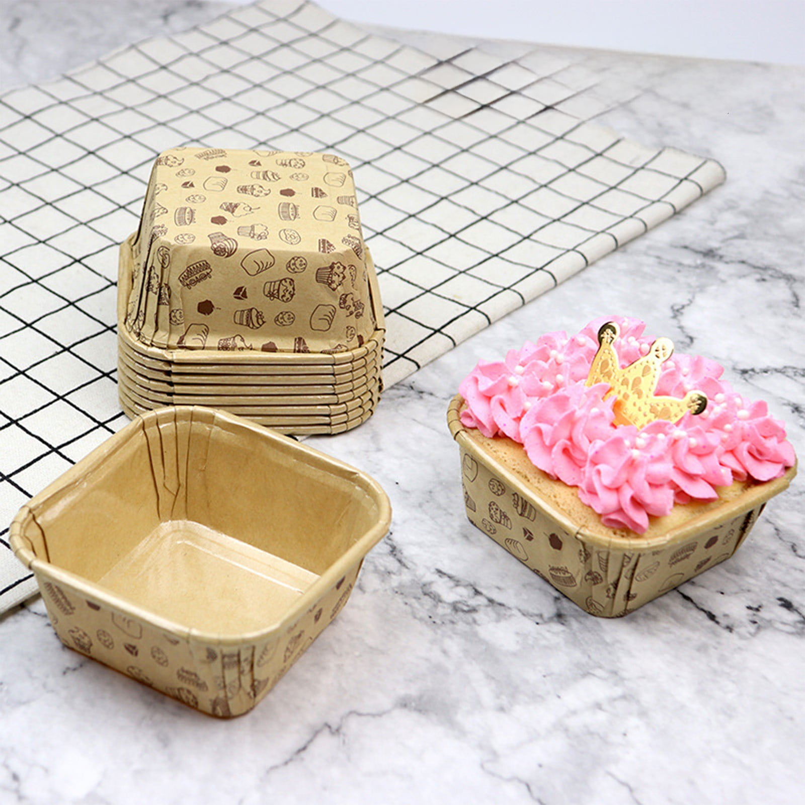 Honeeladyy 50 Pcs Mini Square Baking Cups, Mini Lidless Cake Pans ...