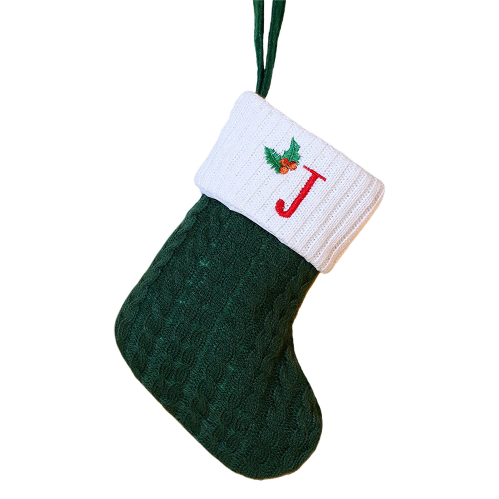 Honeeladyy 8 Inch Mini Monogram Stocking Green Christmas Initial Letter ...