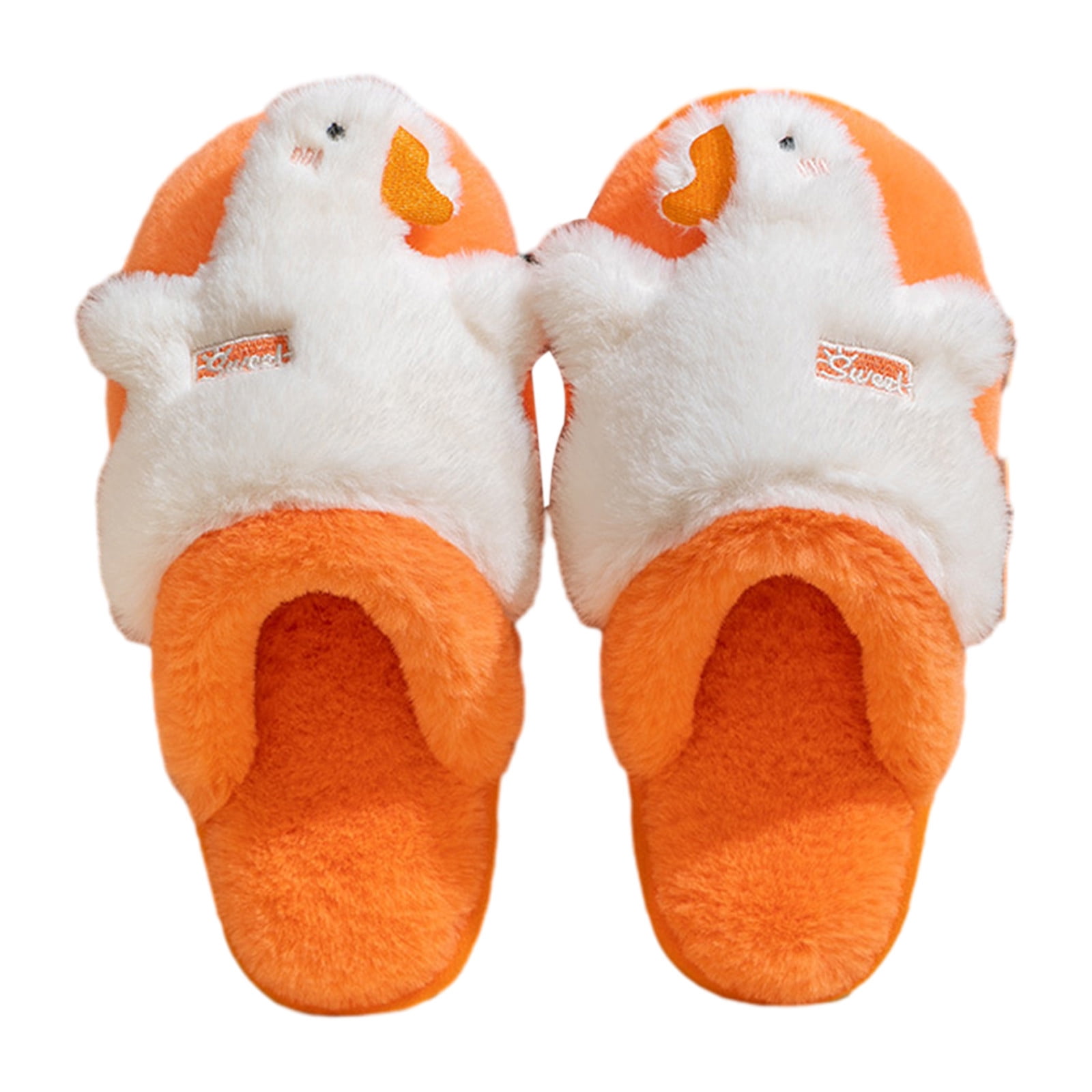 Honeeladyy Big White Gooses Ladies Cotton Memory Foam Slippers Women's ...