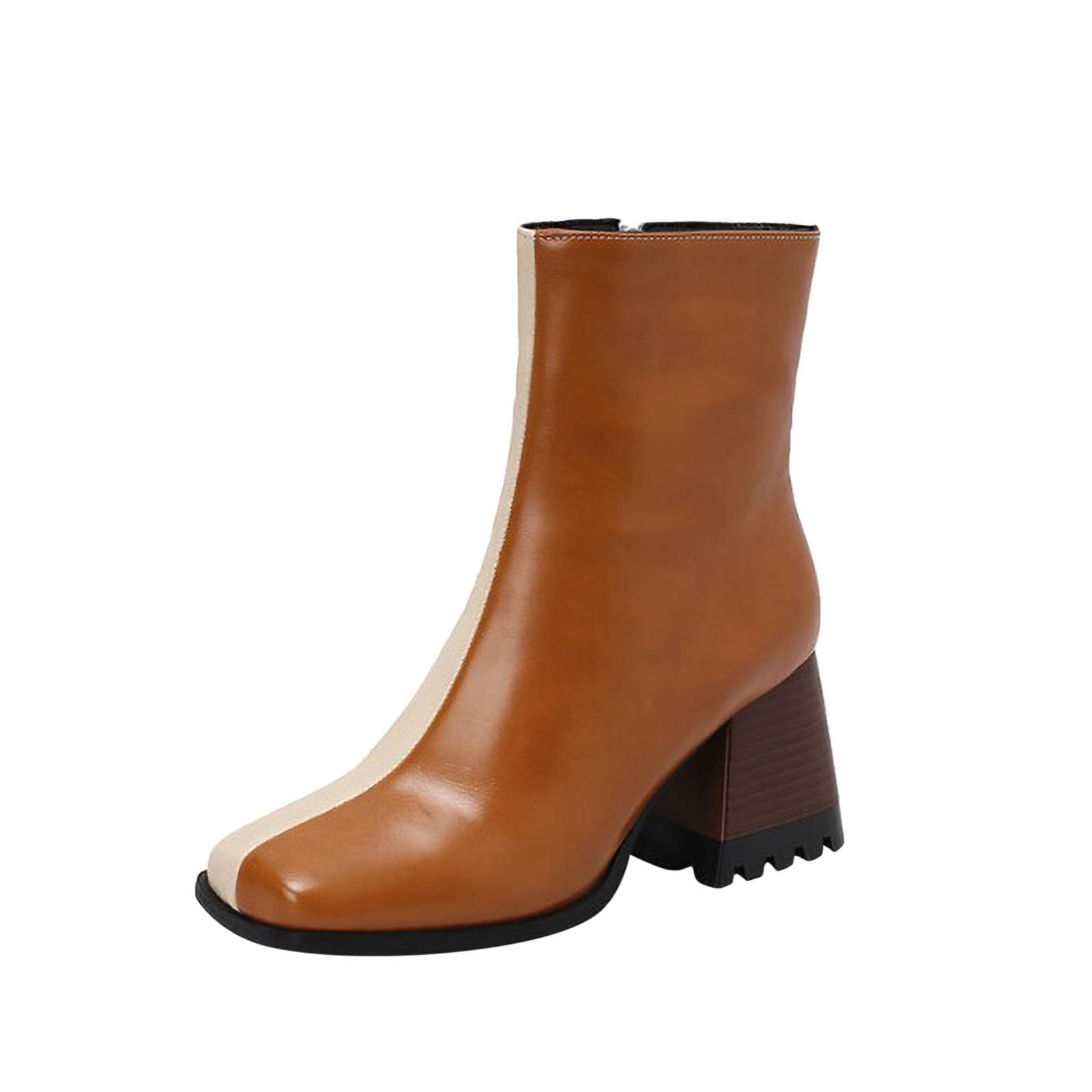 Honeeladyy Boots for Women Large Punk High Heel Rectangle Toe Thick ...