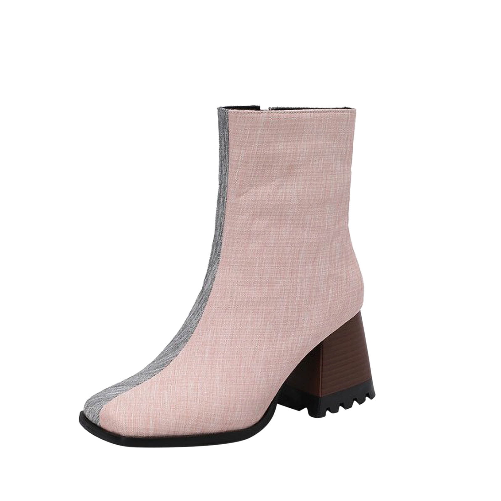 Honeeladyy Boots for Women Large Punk High Heel Rectangle Toe Thick ...