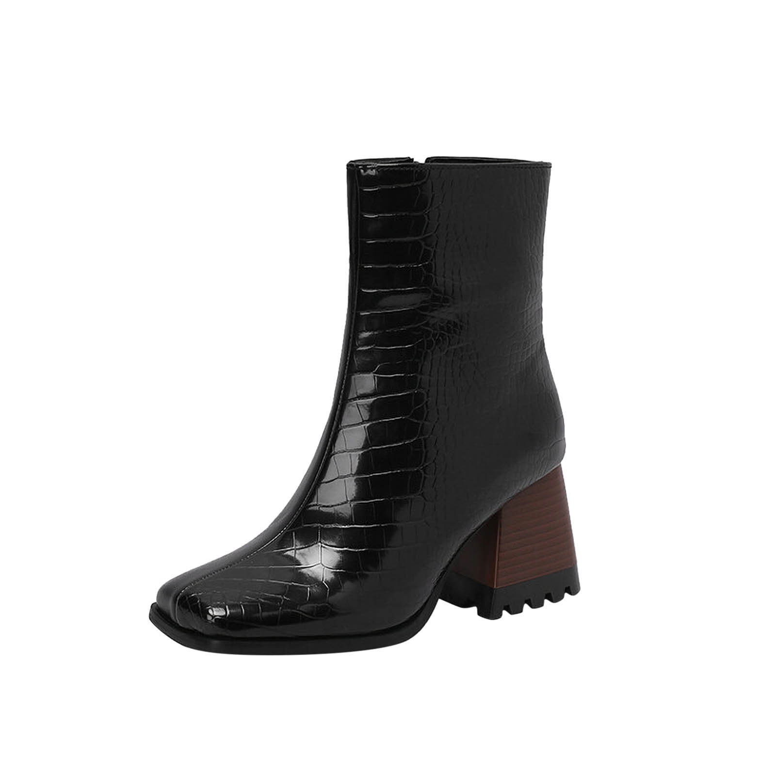 Honeeladyy Boots for Women Large Punk High Heel Rectangle Toe Thick ...