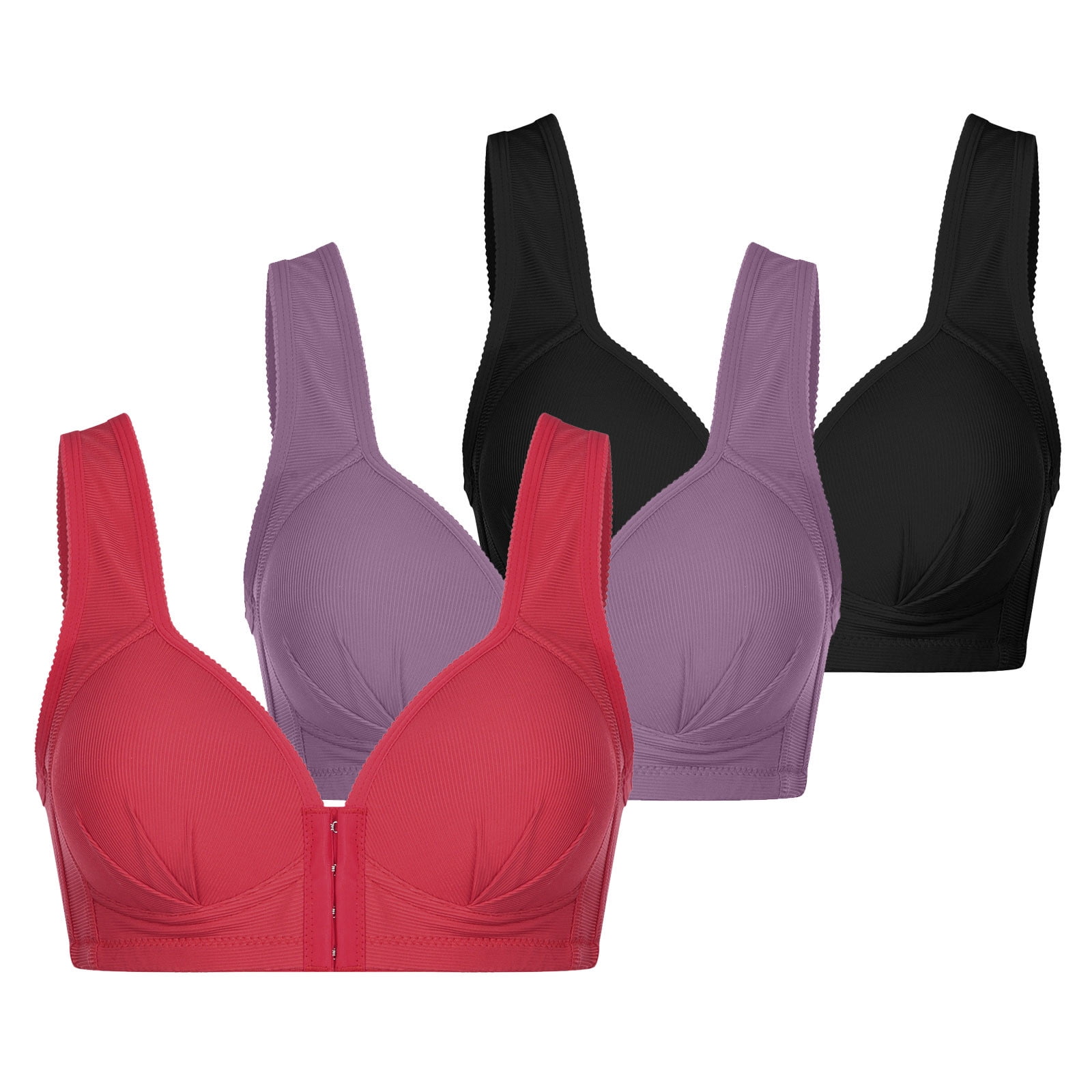Honeeladyy Bras for Sagging Breasts Women's Solid Color Bra Underwear 3 ...