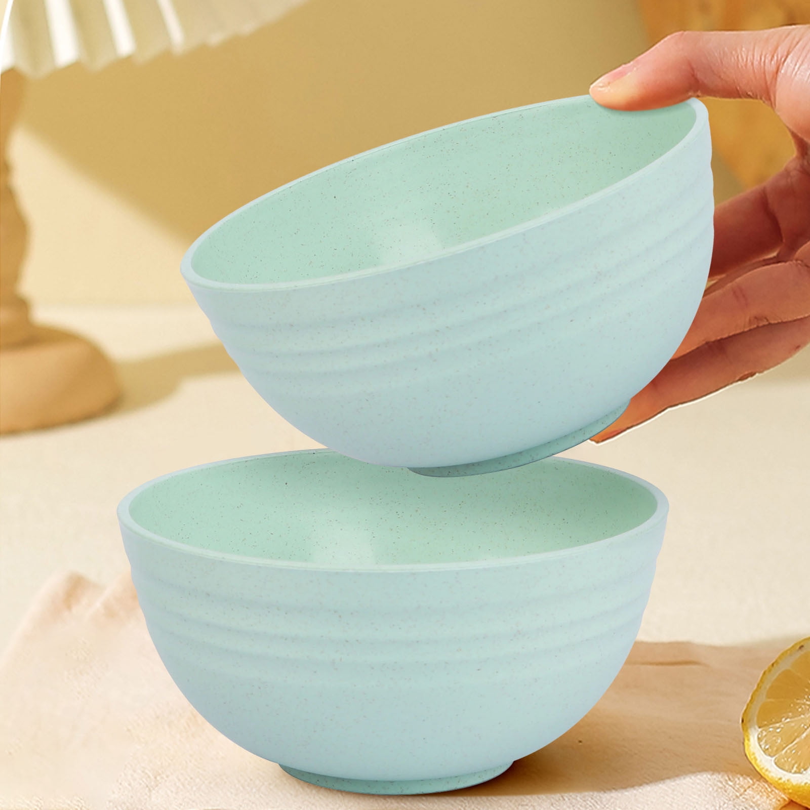Honeeladyy Cereal Bowls Unbreakable, Plastic Bowls Reusable Lightweight ...