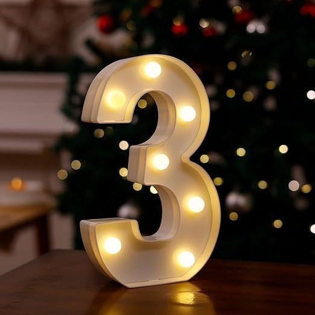 Honeeladyy Christmas LED Number Lights Sign Marquee Light Up Number ...