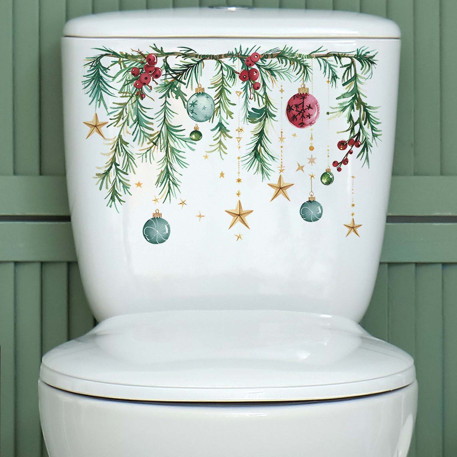 Honeeladyy Christmas Toilet Seat Lid Stickers Self-Adhesive Bathroom ...