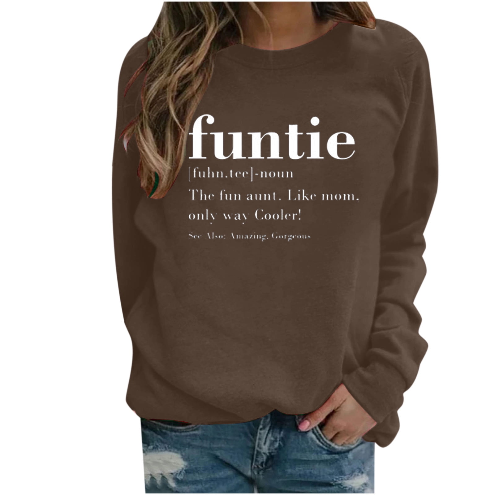 Honeeladyy Clearance under 10$ Funtie Sweatshirt Women's Cute Long ...