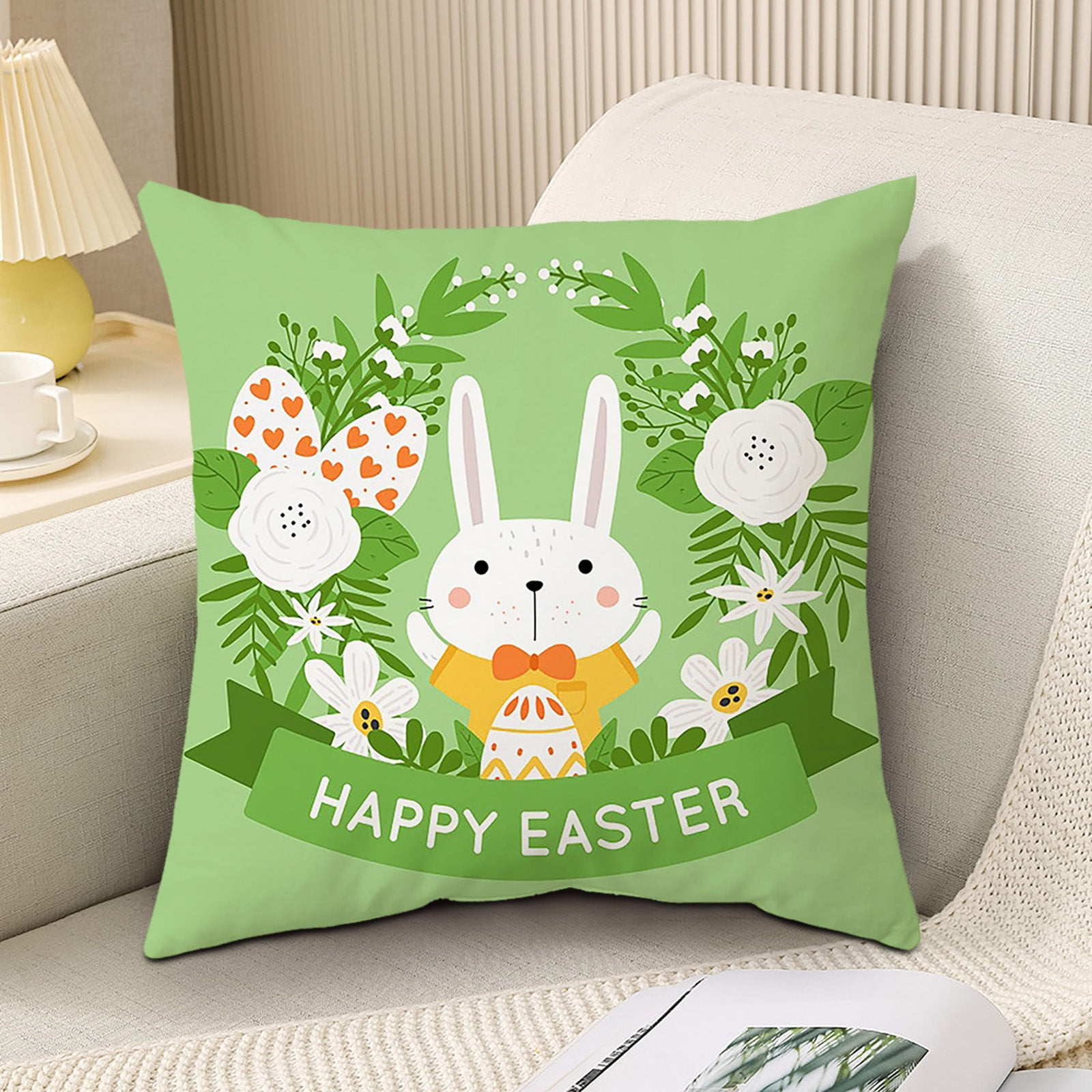 Honeeladyy Easter Bunny Pillow Covers 18x18, Easter Couch Throw Pillow ...
