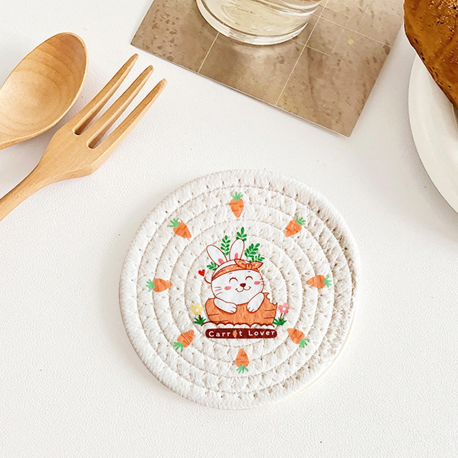 Honeeladyy Easter Round Placemats, Bunny Printed Insulated Non-Slip ...