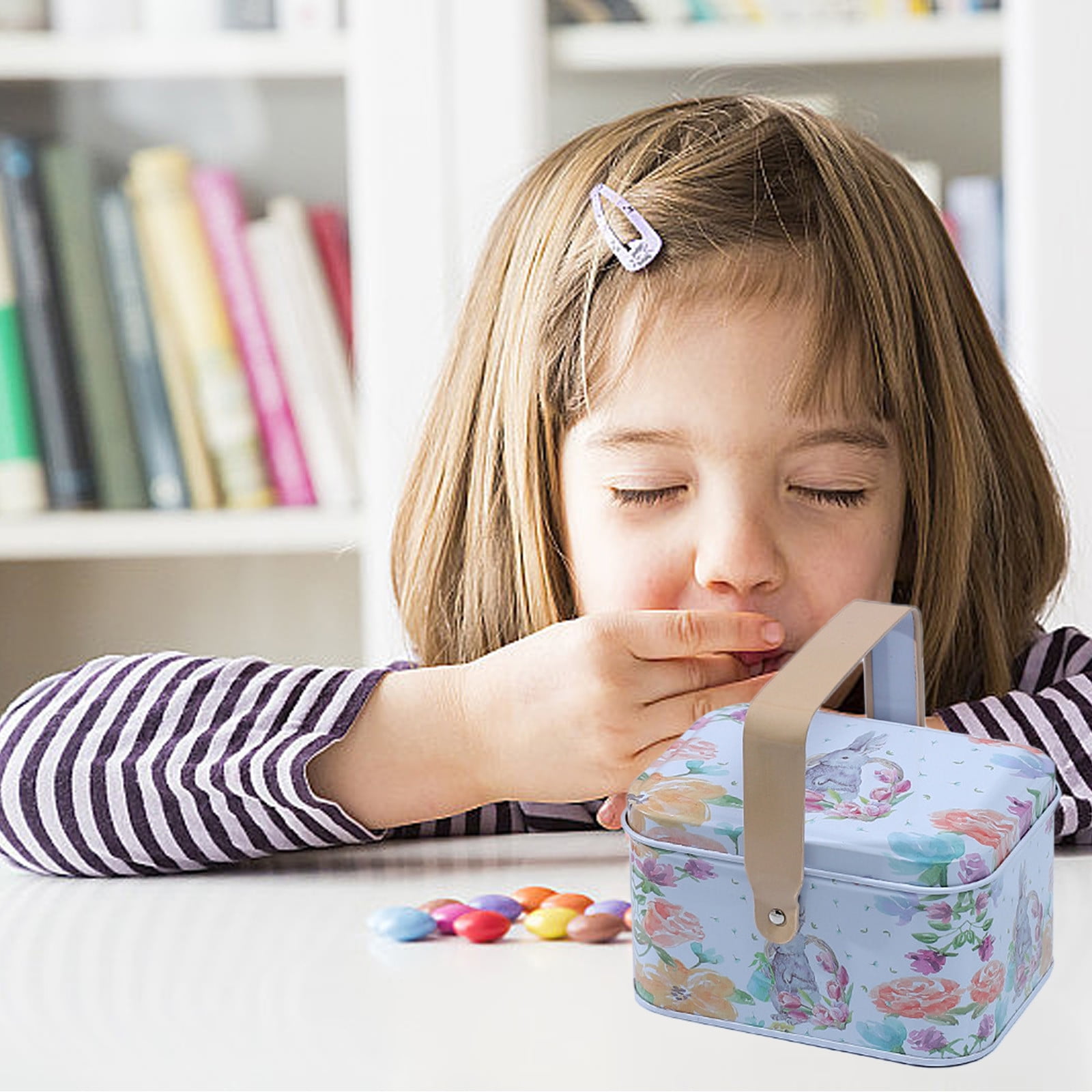 Honeeladyy Easter Tin Containers with Lids and Handle, Portable ...