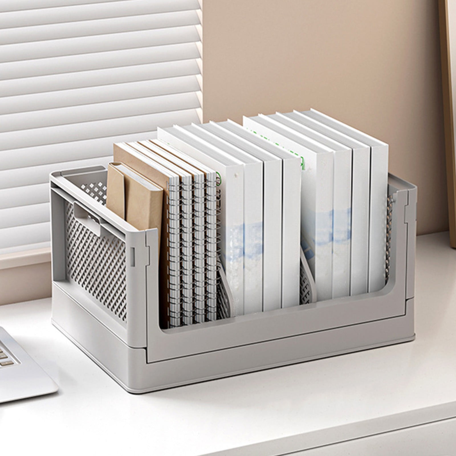 Honeeladyy Foldable Storage Bins for Desk Organization, Folding Large ...