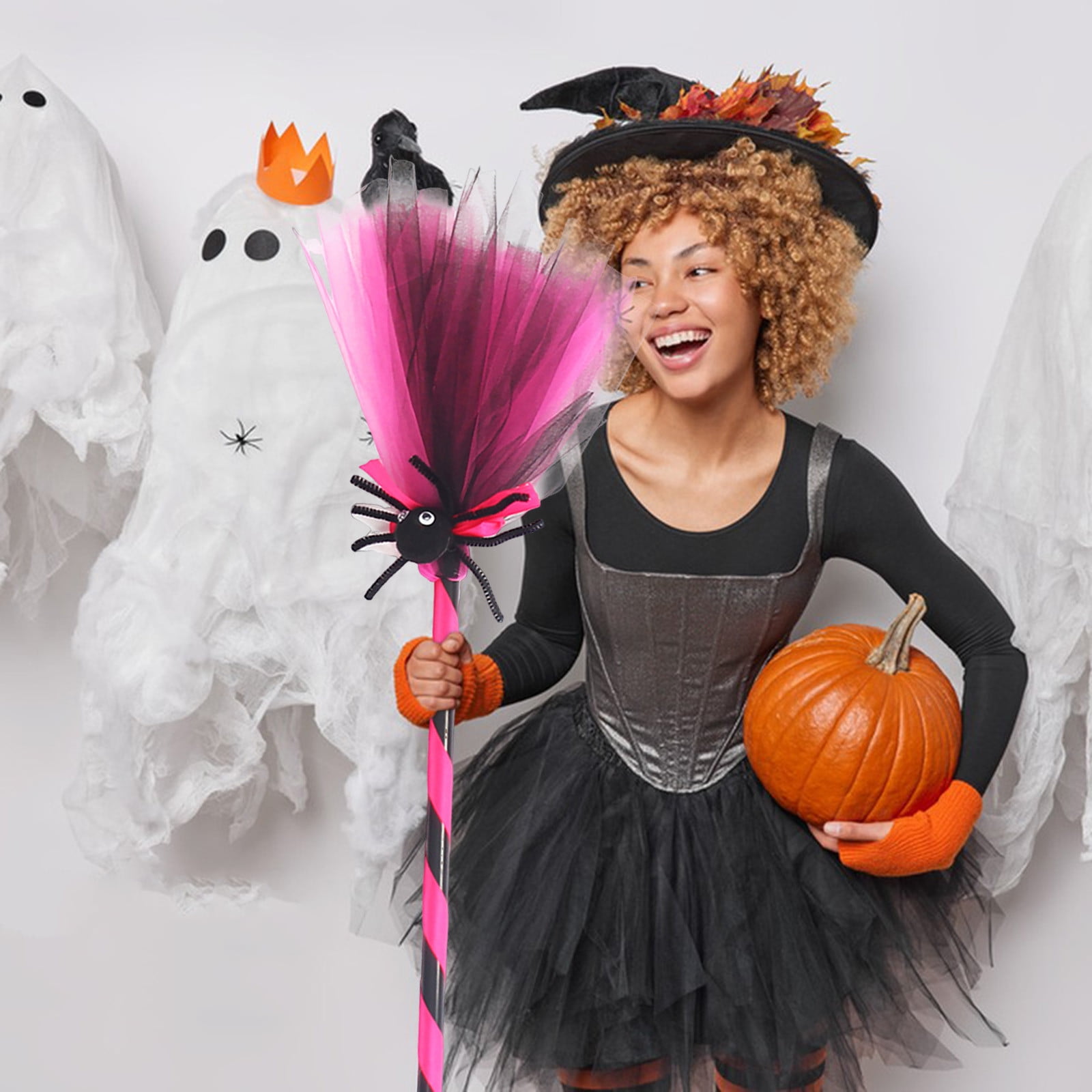 Honeeladyy Halloween Witch Broom, Kids Witch Broom Witches Flying ...