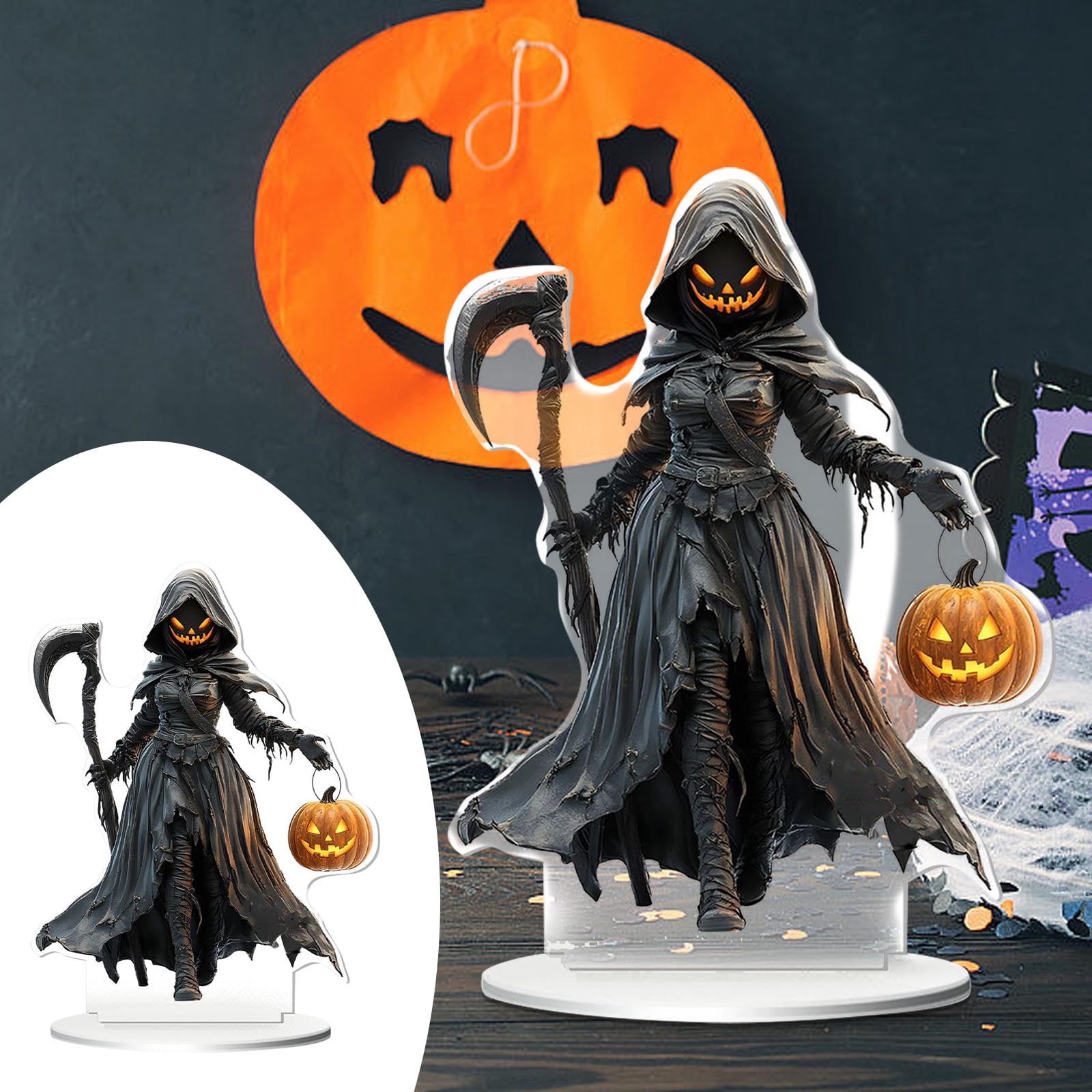 Honeeladyy Halloween Witch with Scythe Acrylic Figurine - Gothic 2D ...