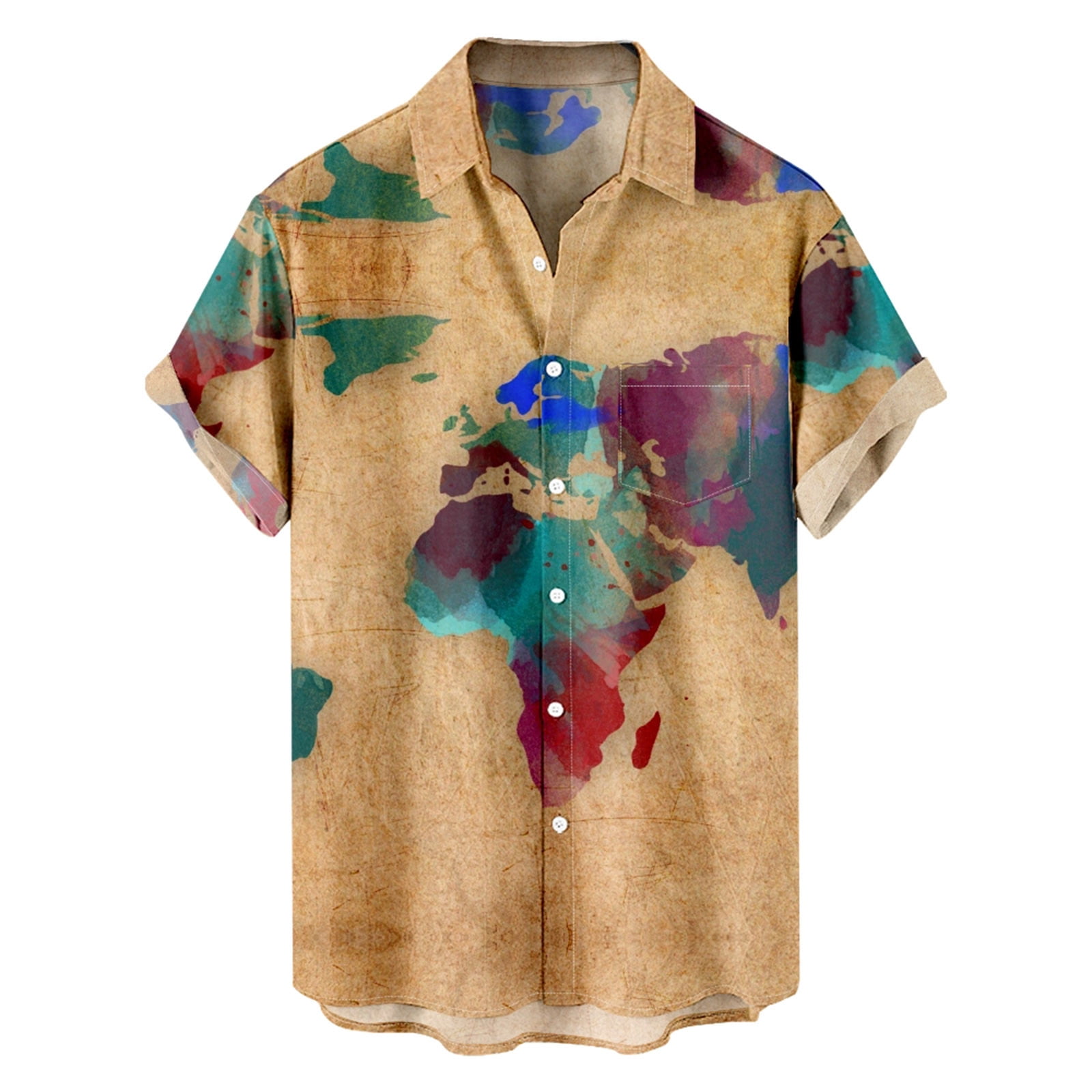 Honeeladyy Hawaiian Shirt for Men Funky Button Down Short Sleeve Beach ...