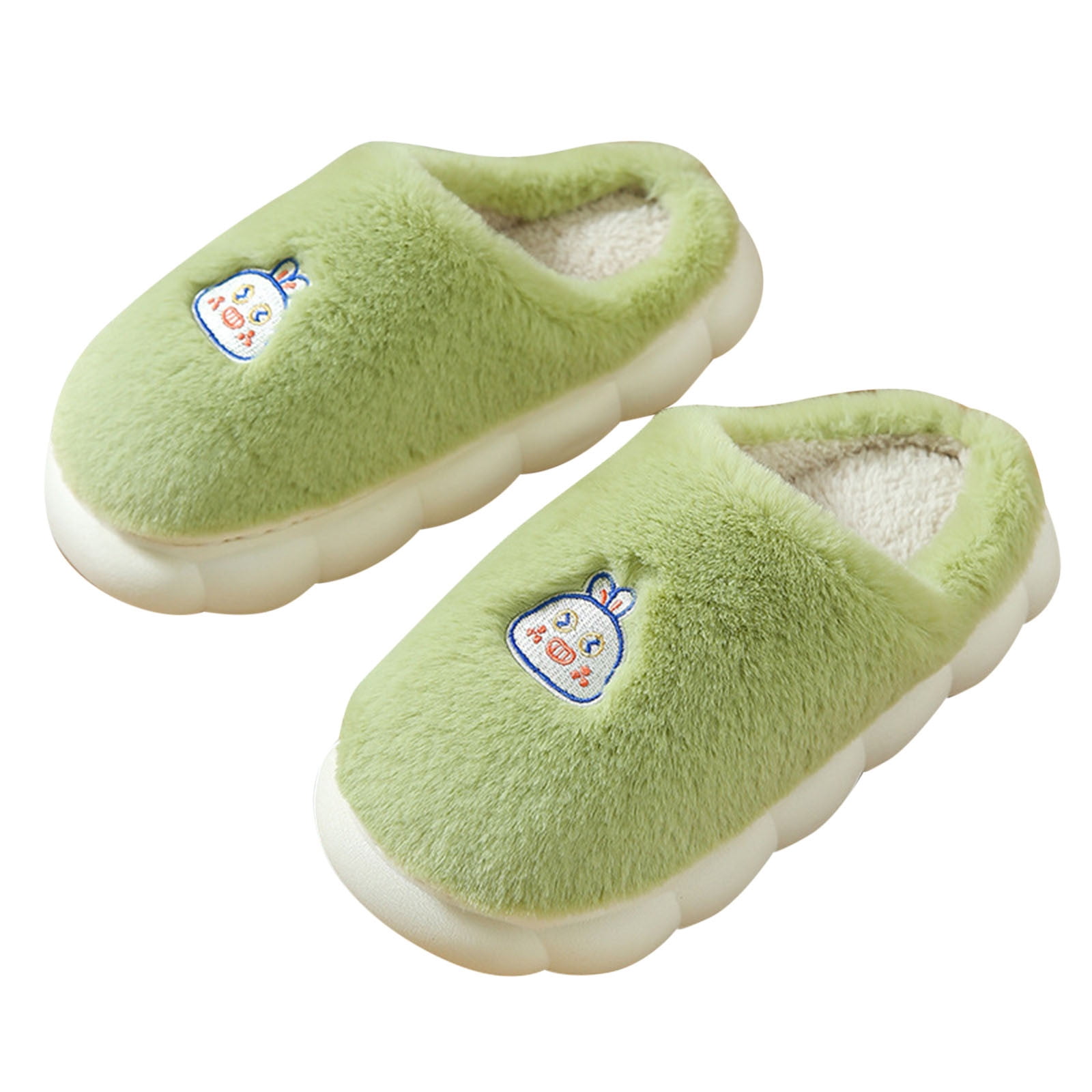 Honeeladyy Men's And Women's Slippers Shoes Flat Plush Non-slipLinen ...