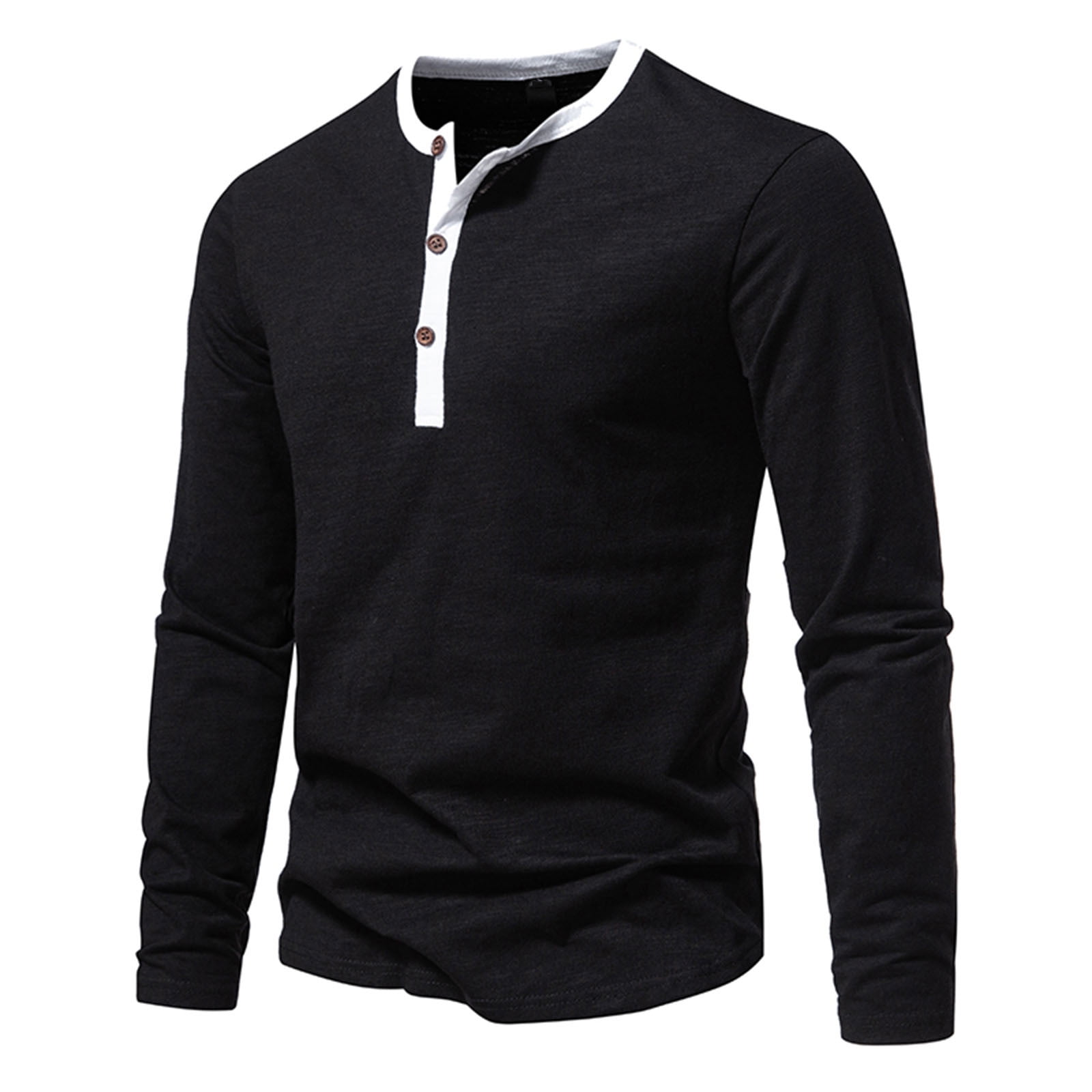 Honeeladyy Men's Long Sleeve Henley Shirts 4 Button Soft Cotton Casual Tees Reglan Sleeve Tshirt ...