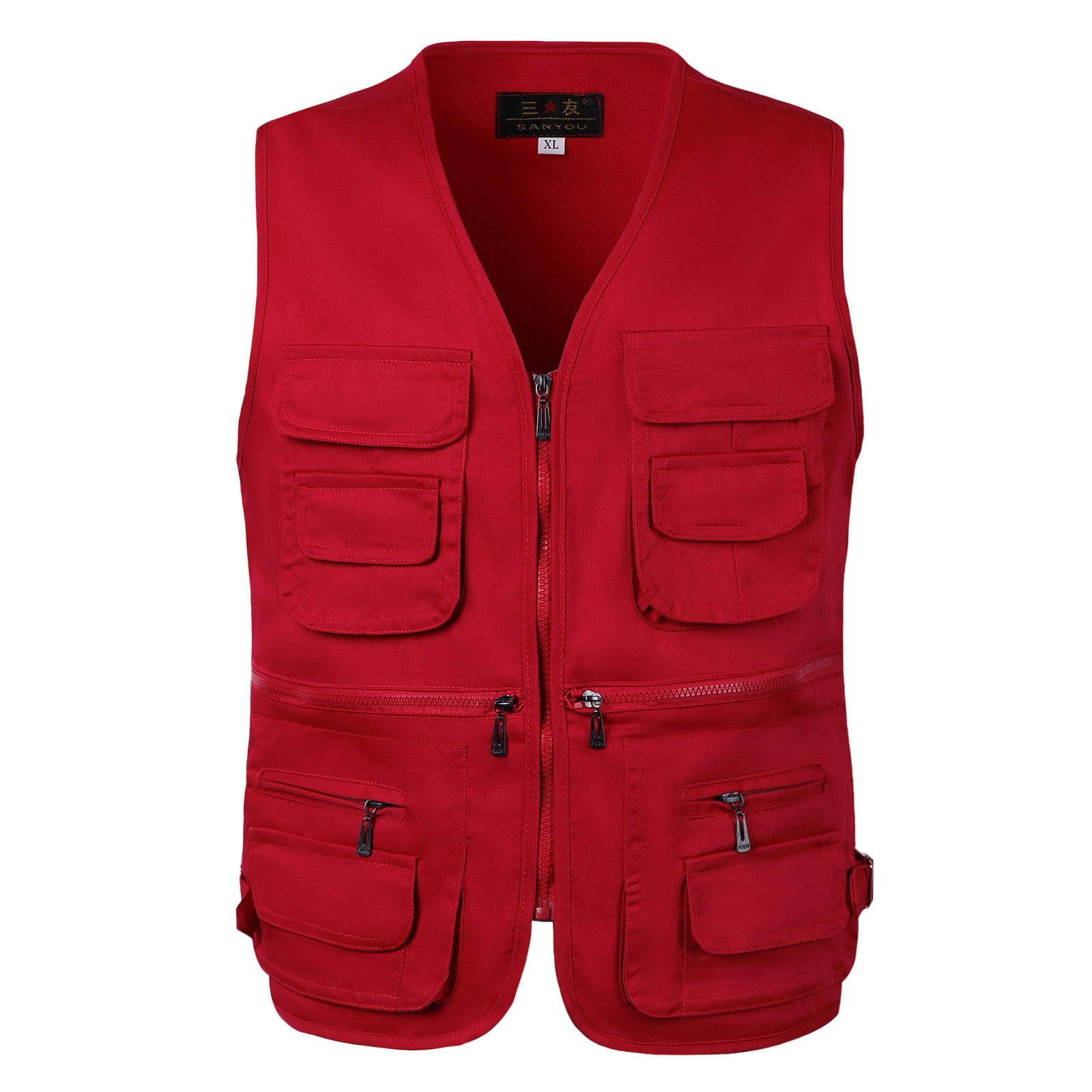 Honeeladyy Men's Outdoor Fishing Vest Casual Plus Size Work Vests ...