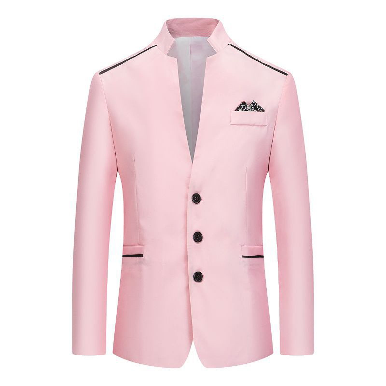 Honeeladyy Mens Blazer Jacket Slim Fit Solid Color Formal Blazer Suit ...