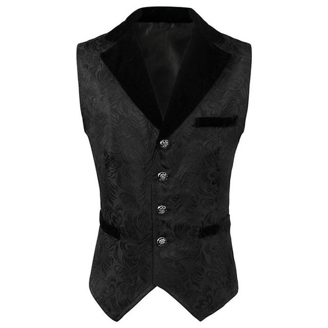 Honeeladyy Mens Dress Suit Vest Slim Fit Tuxedo Waistcoat Black L ...
