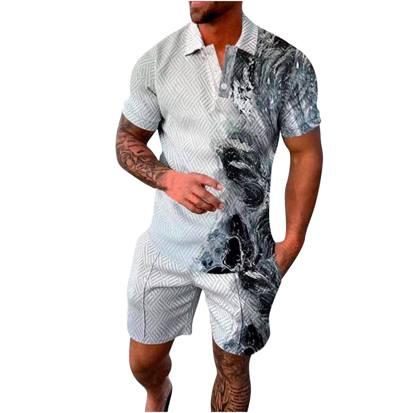 Honeeladyy Mens Short Sets 2 Piece Outfits Fashion Summer Tracksuits ...