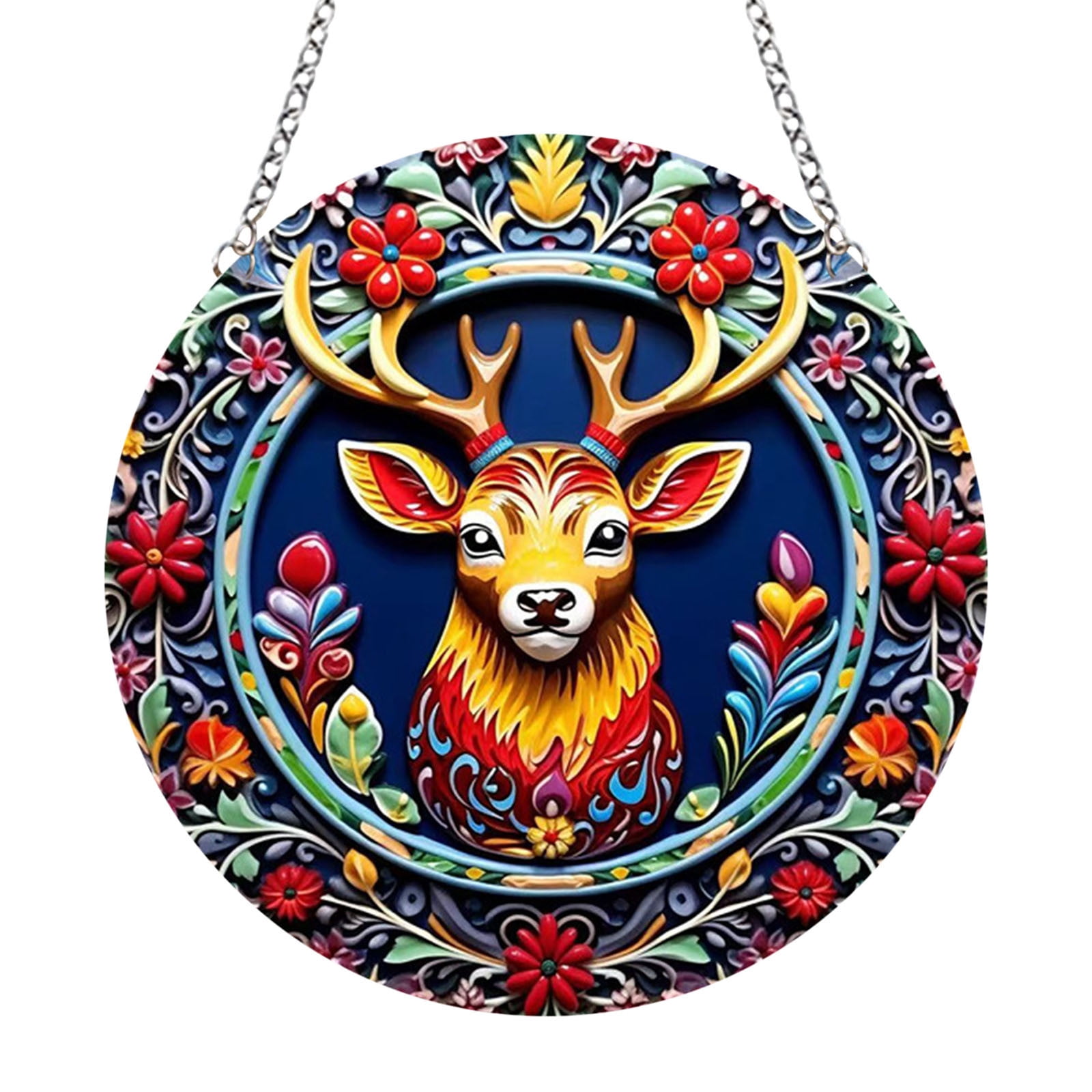 Honeeladyy Reindeer Acrylic Stained Window Hanging Panels 2024 New ...