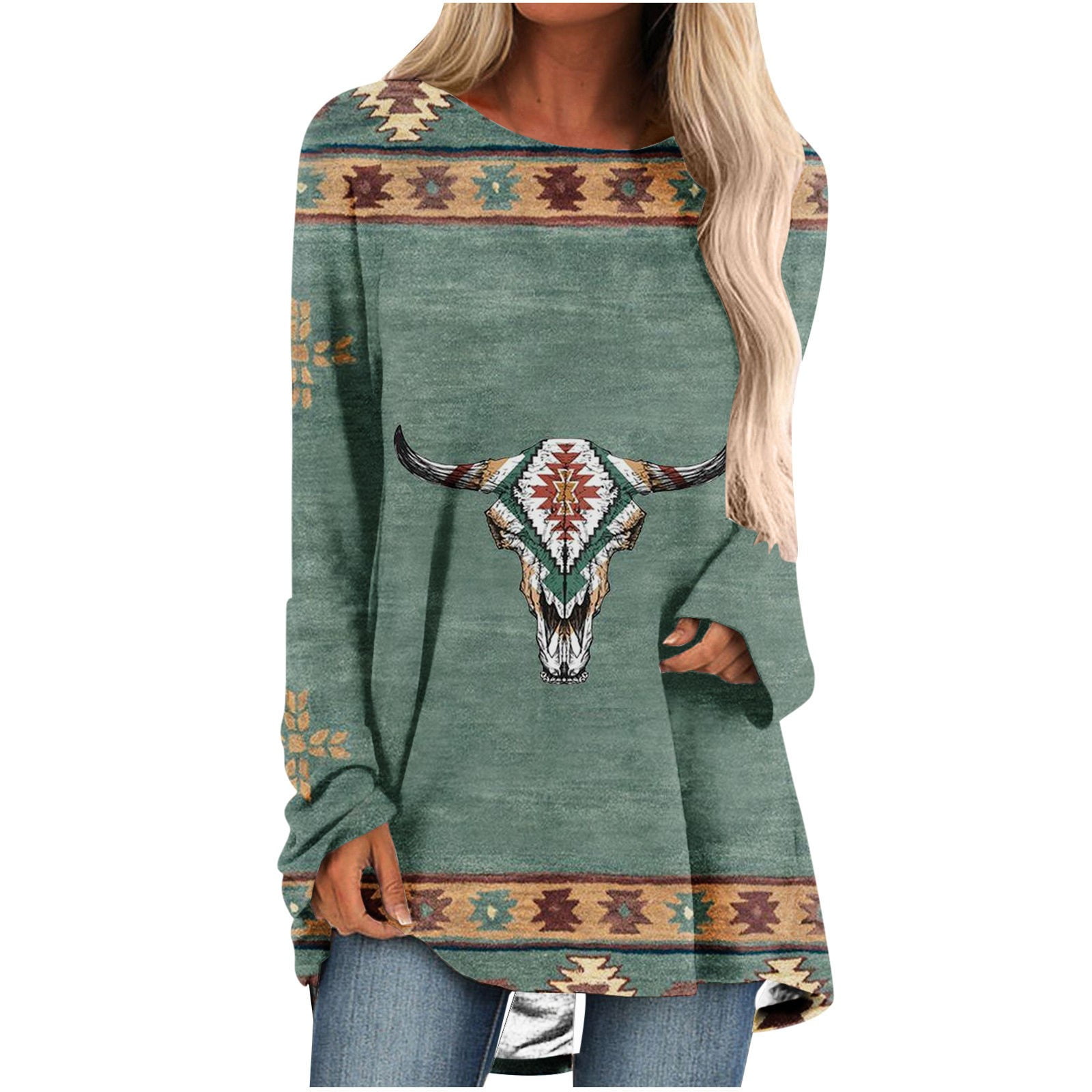 Honeeladyy Rollbacks Women's Ethnic Style Tunic Tops for Leggings Retro ...