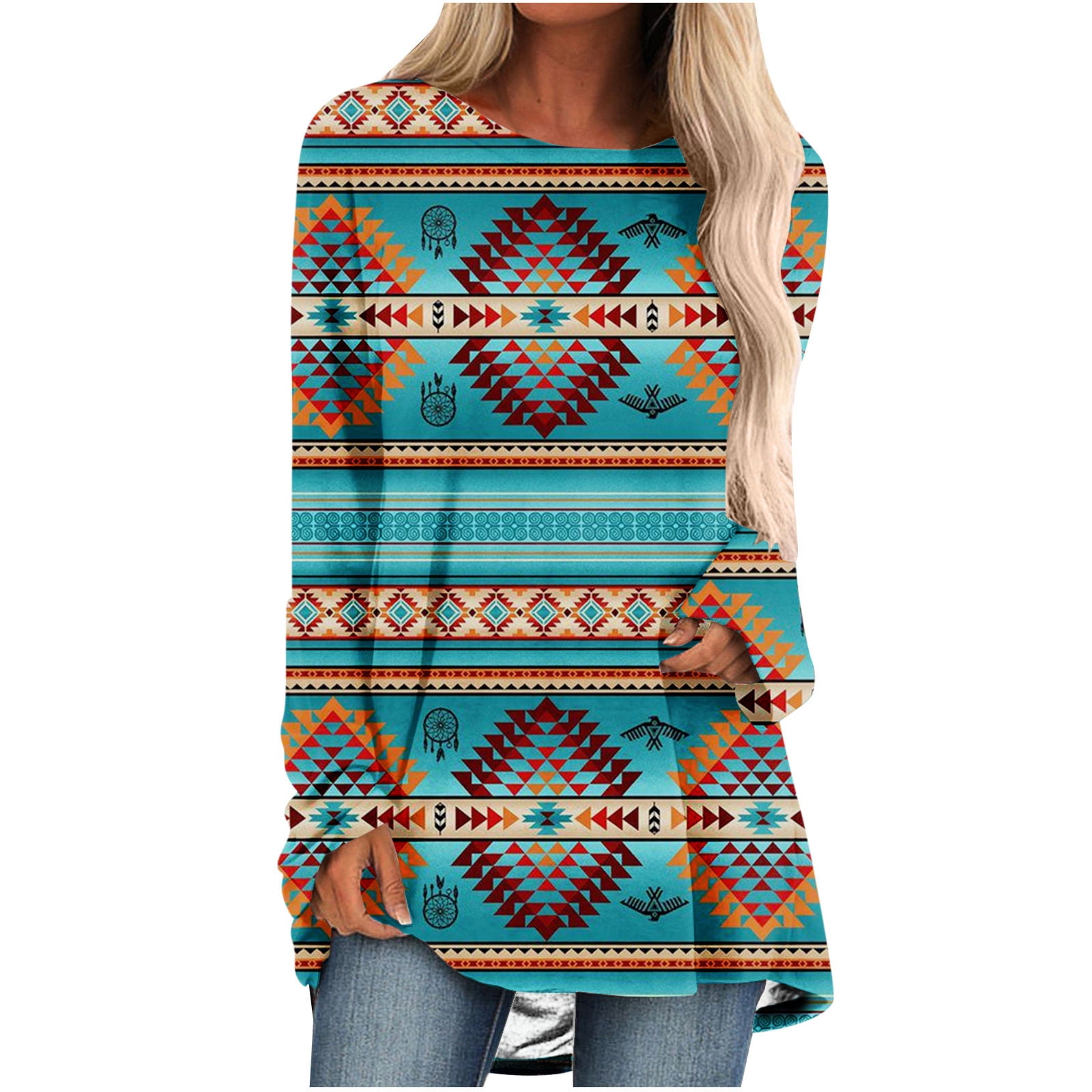 Honeeladyy Savings Women's Ethnic Style Tunic Tops for Leggings Retro ...