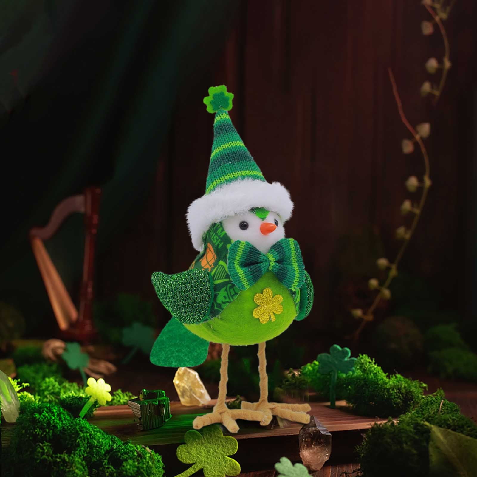 Honeeladyy St Patricks Day Birds Decorations, Green Fabric Birds ...