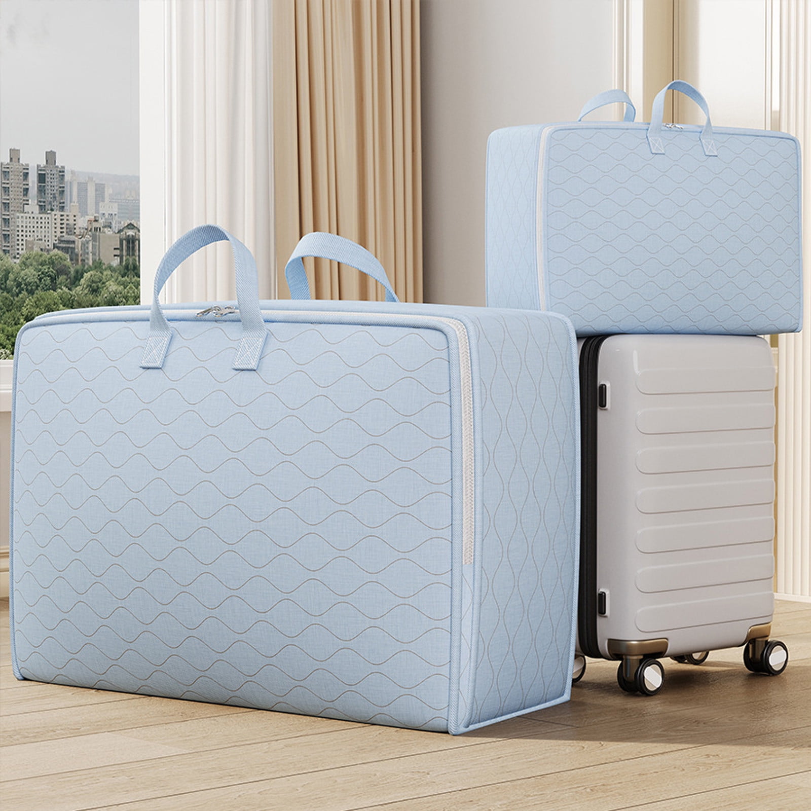 Honeeladyy Ultra Space Saving Self Compression Organizer, Blue ...