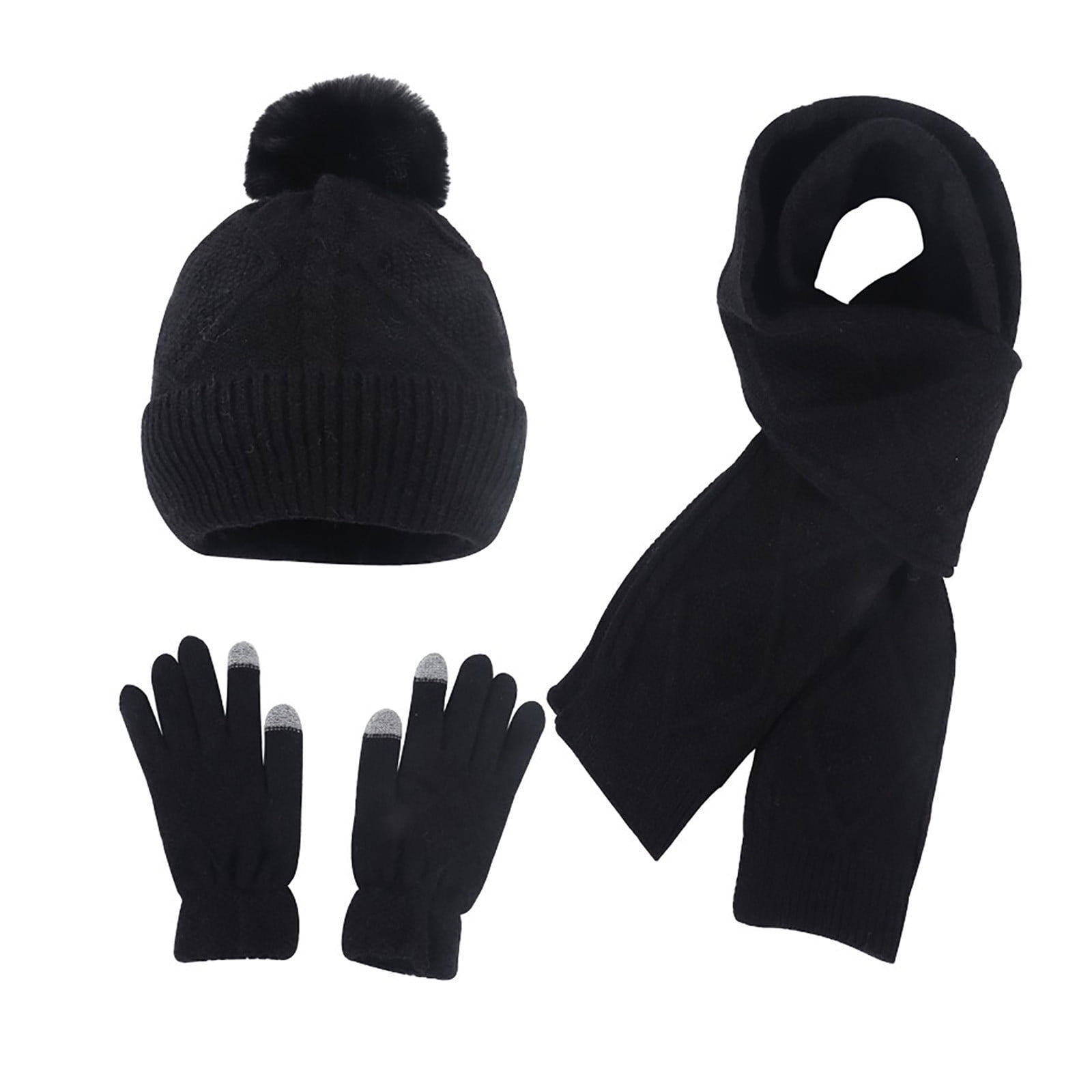 Honeeladyy Winter Hats Gloves Scarf for Men Warm Scaves and Beanie Hat ...